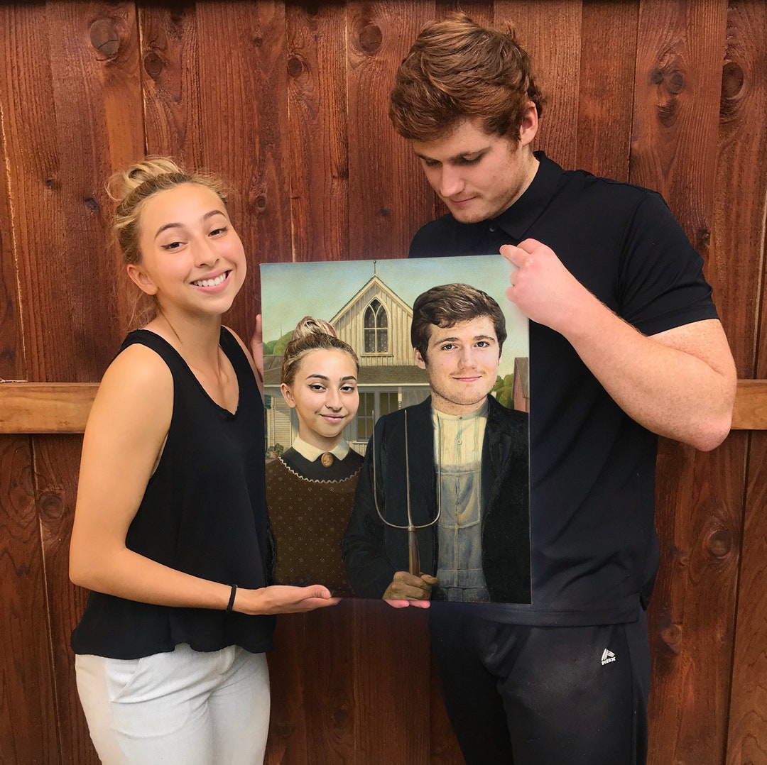 Custom Portrait From Photo: American Gothic Parody - Etsy