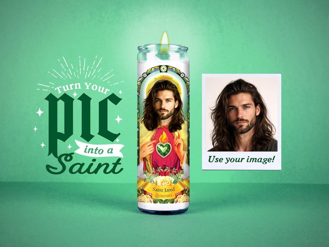 Custom Prayer Candle: Personalized Saint Selfie Gift - Etsy UK