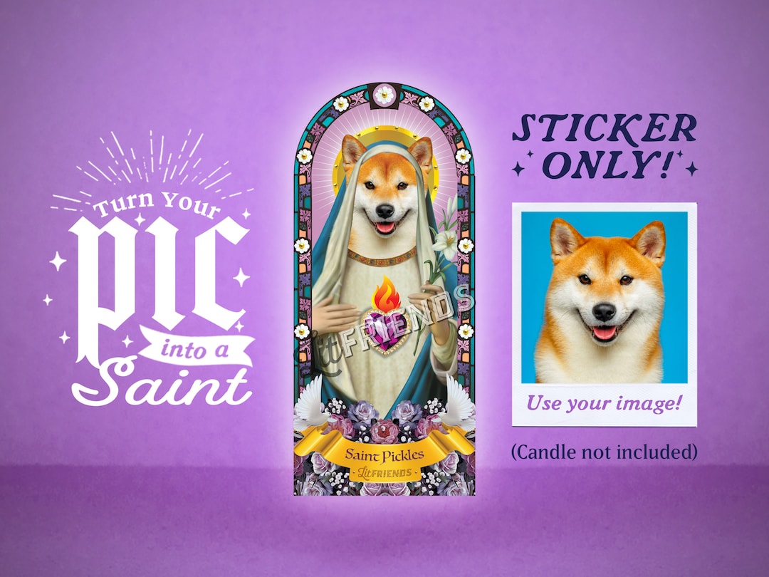 Custom Saint STICKER (NO CANDLE) | Become a Saint | Funny Unique Gift ...