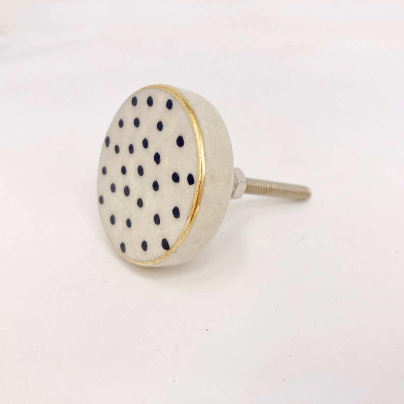 Hand Painted Handmade Ceramic Knobs in Gold Black & White - Etsy