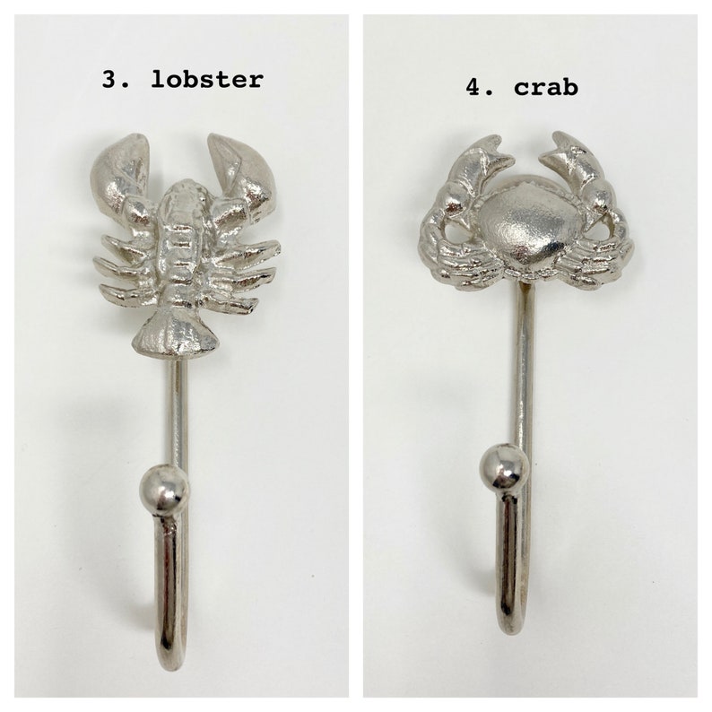 Silver Sea-life Marine Nautical Hooks - Tie-back - Towel Hook - Iron - Bathroom | Bedroom - Etsy