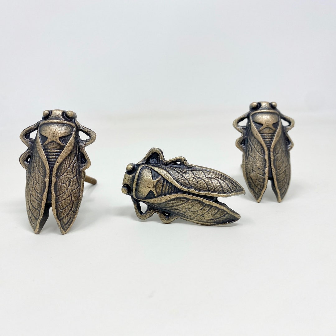 Antique Bronze Bug Insect Drawer Knob Metal Cicada Cabinet Knobs ...