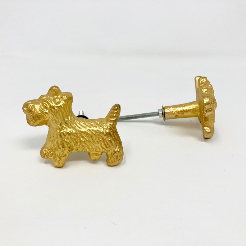 Old Gold Terrier Dog Knob Antique Gold Vintage Gold Iron Drawer Pull ...