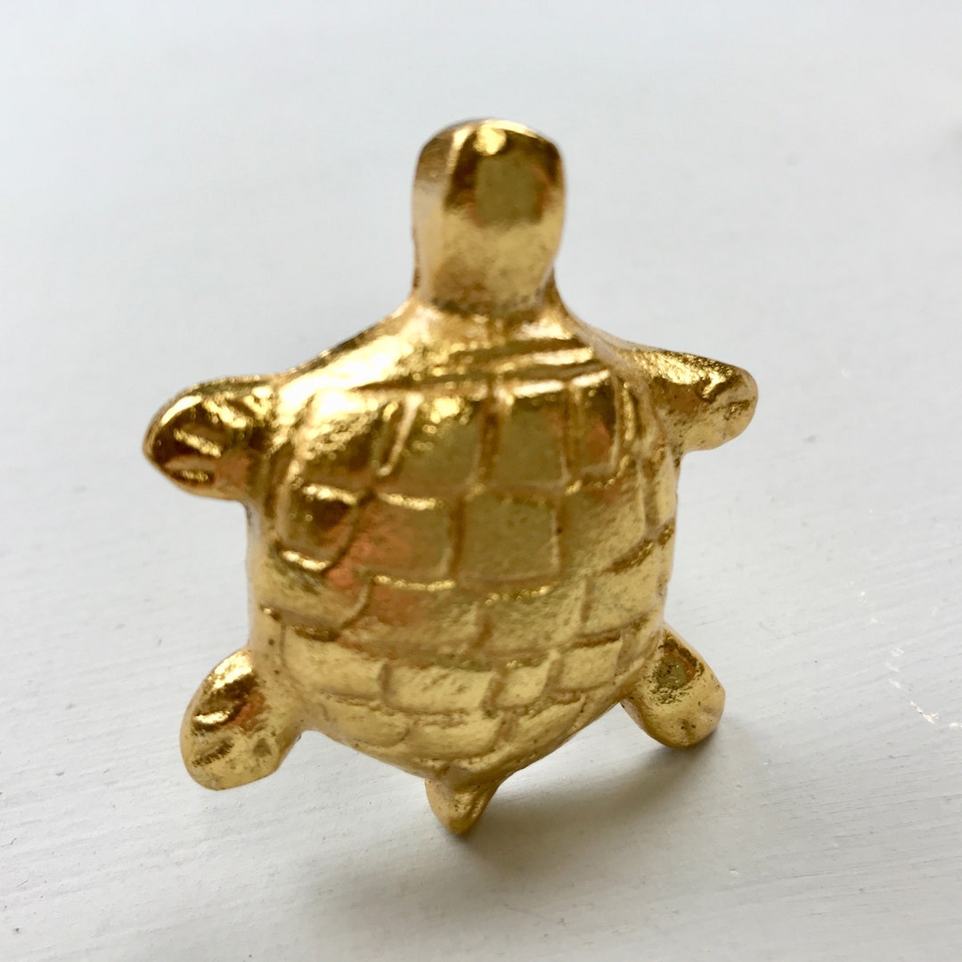 Gold Turtle Tortoise Metal Knob Drawer Door Marine Bathroom - Etsy