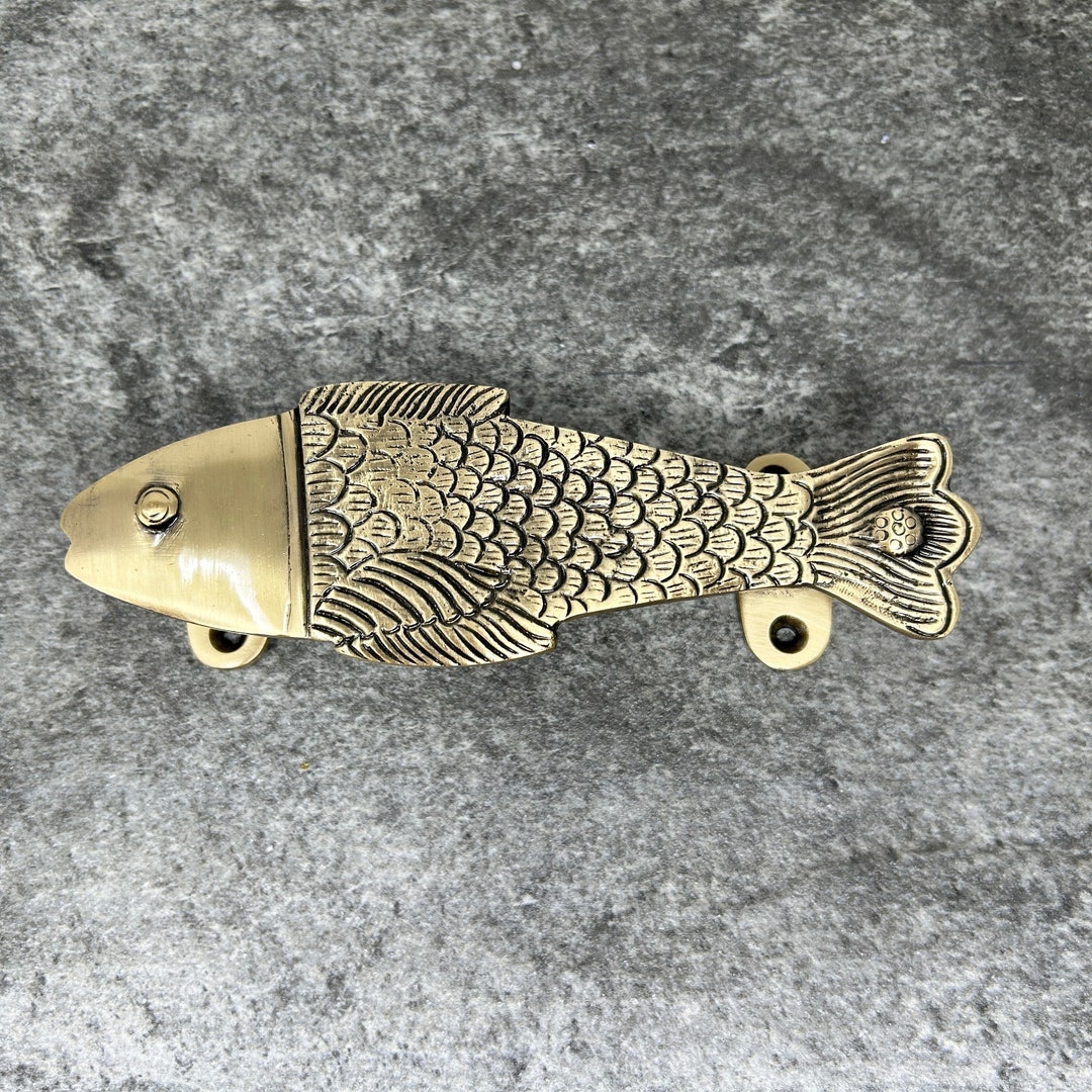 Brass Fish Handle | Antique Brass | Cabinet Door Handle | 1 X Handle ...