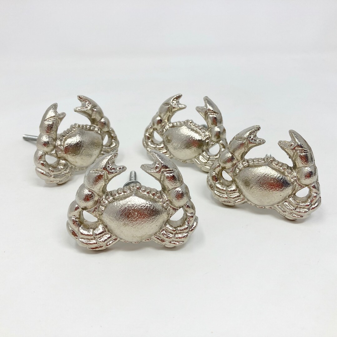 Silver Crab Knob | Cabinet Door Handle | Door Knobs | Wardrobe | Bathroom | Seaside | Marine - Etsy