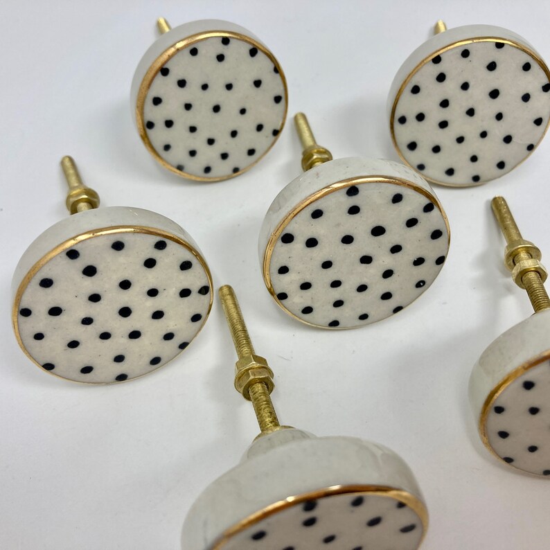 Hand Painted Handmade Ceramic Knobs design 2 Gold Black & - Etsy