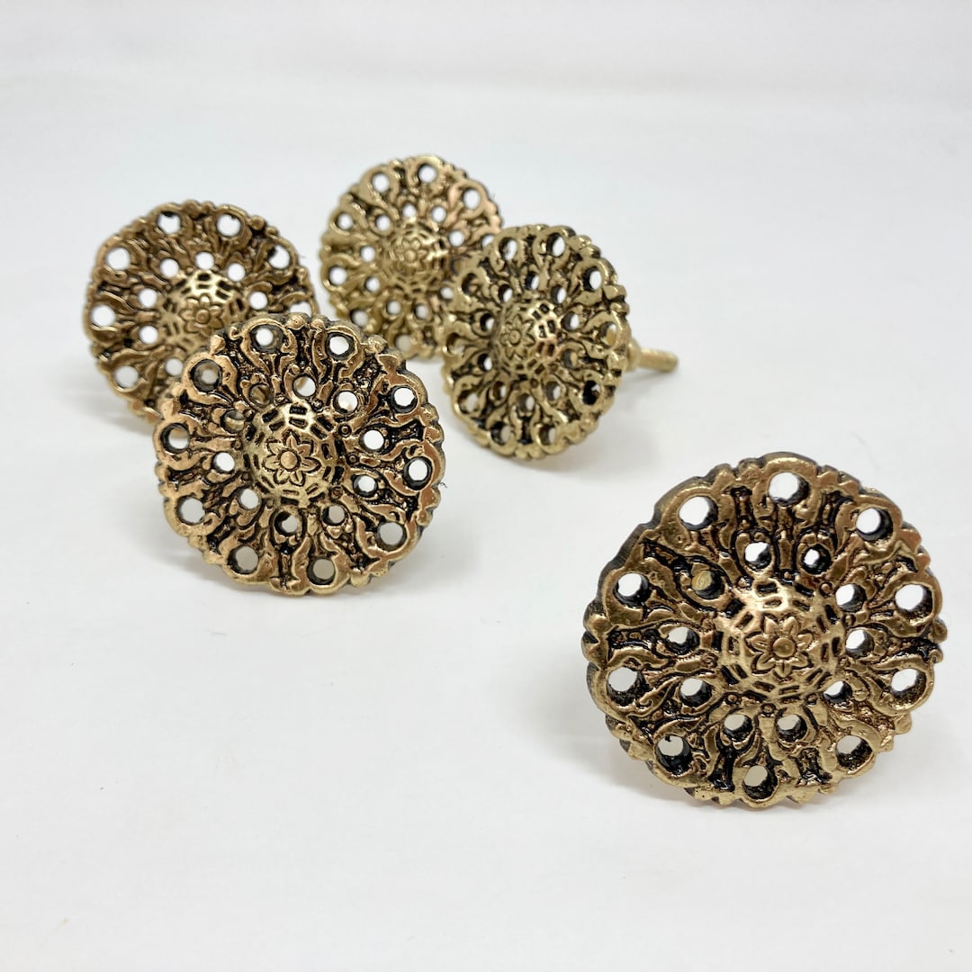 Vintage Filigree Gold Knob, Decorative Drawer Pull - Etsy