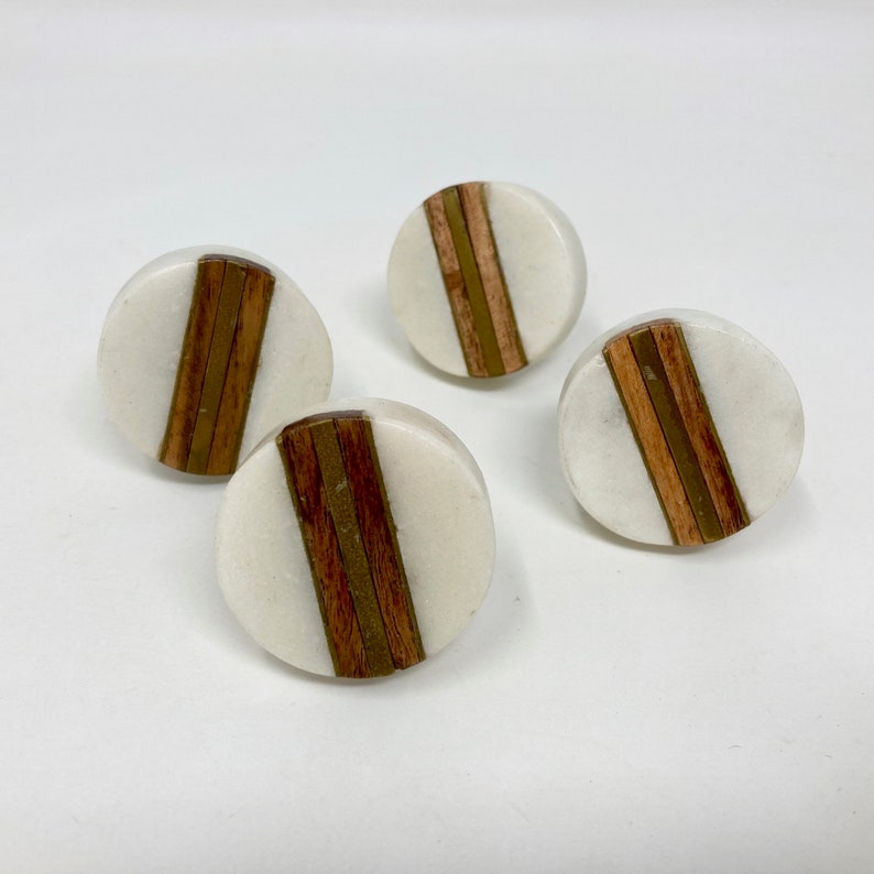 Round Marble & Wood Knob With Brass Strips Artistic Cabinet - Etsy