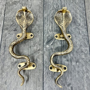 Solid Brass Antique Pair Snake Cobra Long Handles | Vintage | Cabinet ...