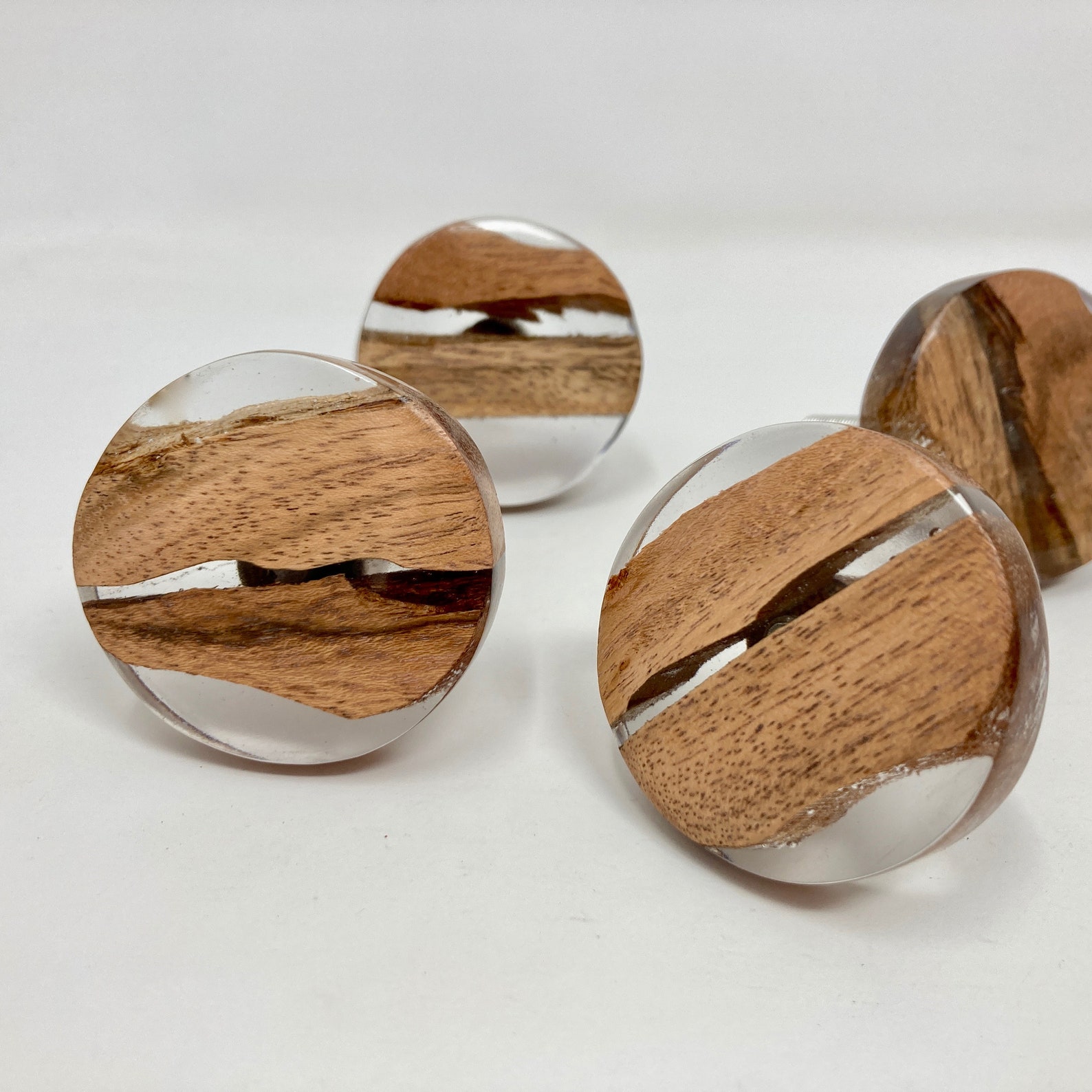 Round Clear Resin & Wood Knob | Artistic Cabinet Knob and Furniture ...