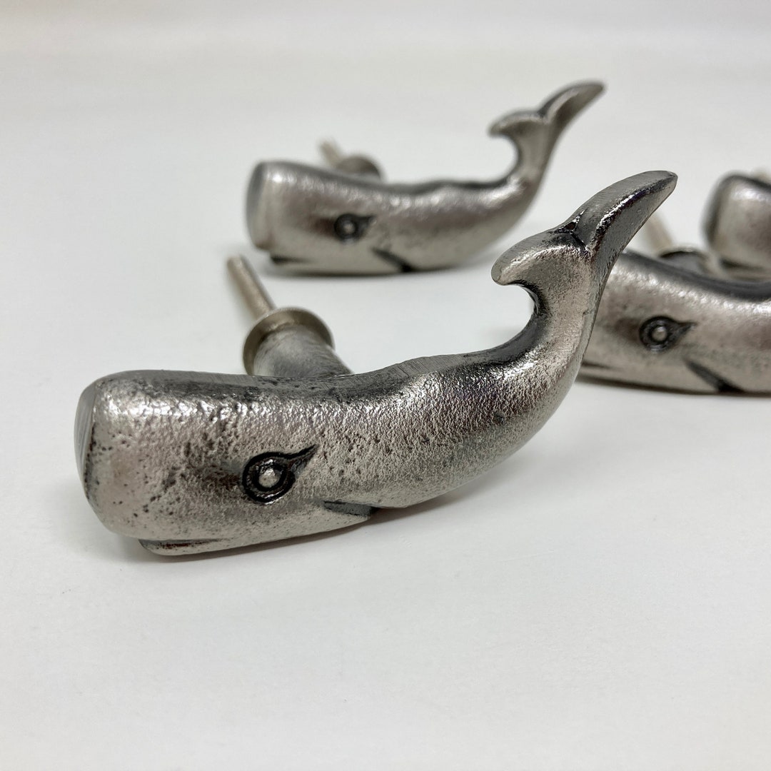 ANTIQUE PEWTER Whale Knob - Drawer Pull Door Pull Cabinet Cupboard Kitchen Bathroom Sealife ...