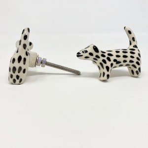 Black & White Handmade Spotted Dog Knob Made From Ceramic - Handle ...