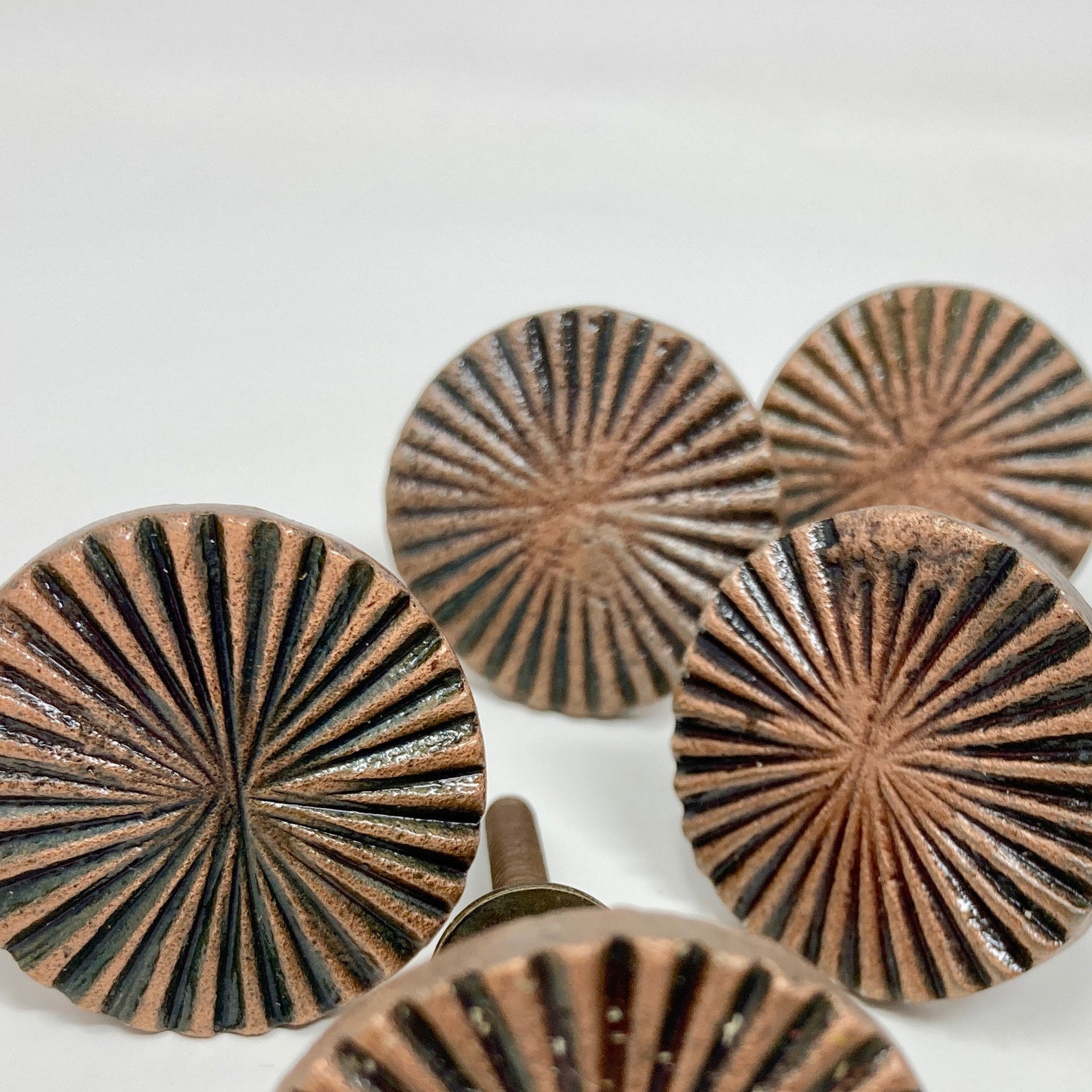 Antique Copper Vintage Art Deco Fan Iron Drawer Pull Rustic | Etsy