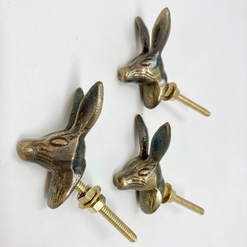 Antique Bronze Hare Rabbit Drawer Door Pull Knob Animal Handle - Etsy