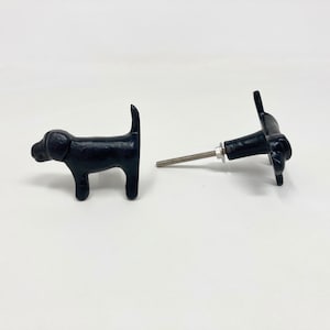 Dog Knob in Black | Drawer Pull Animal Knob Cabinet - Etsy