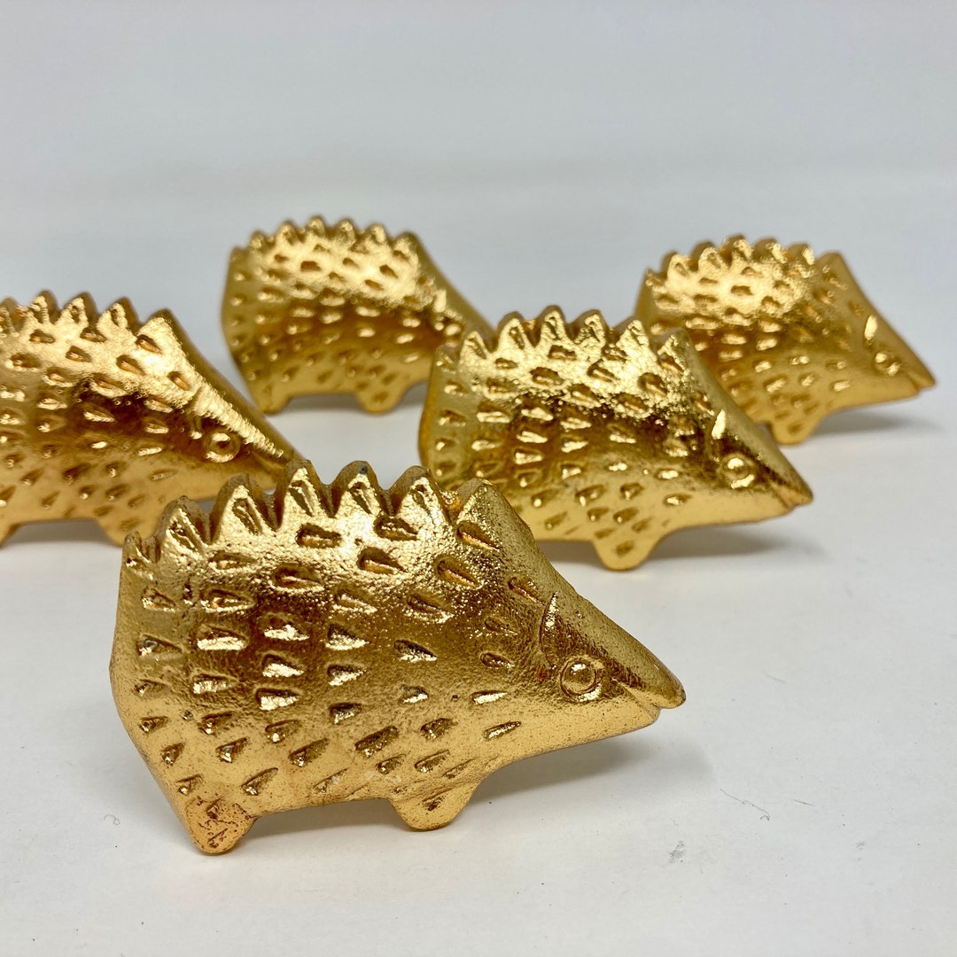 Bright Gold Hedgehog Knob Antique Gold Vintage Gold Woodland Iron ...