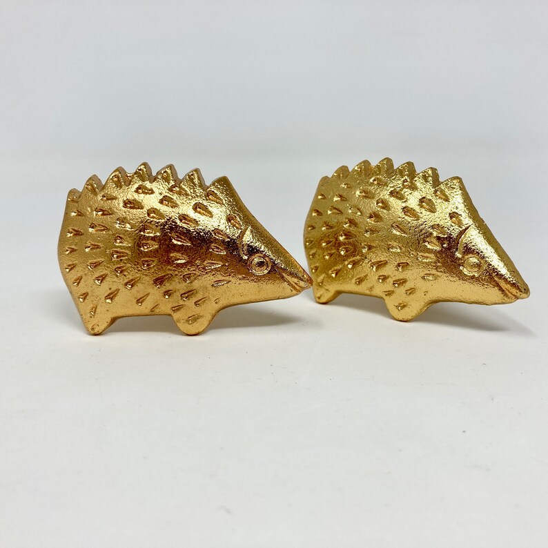 Bright Gold Hedgehog Knob - Iron Animal Drawer Pull - Etsy UK