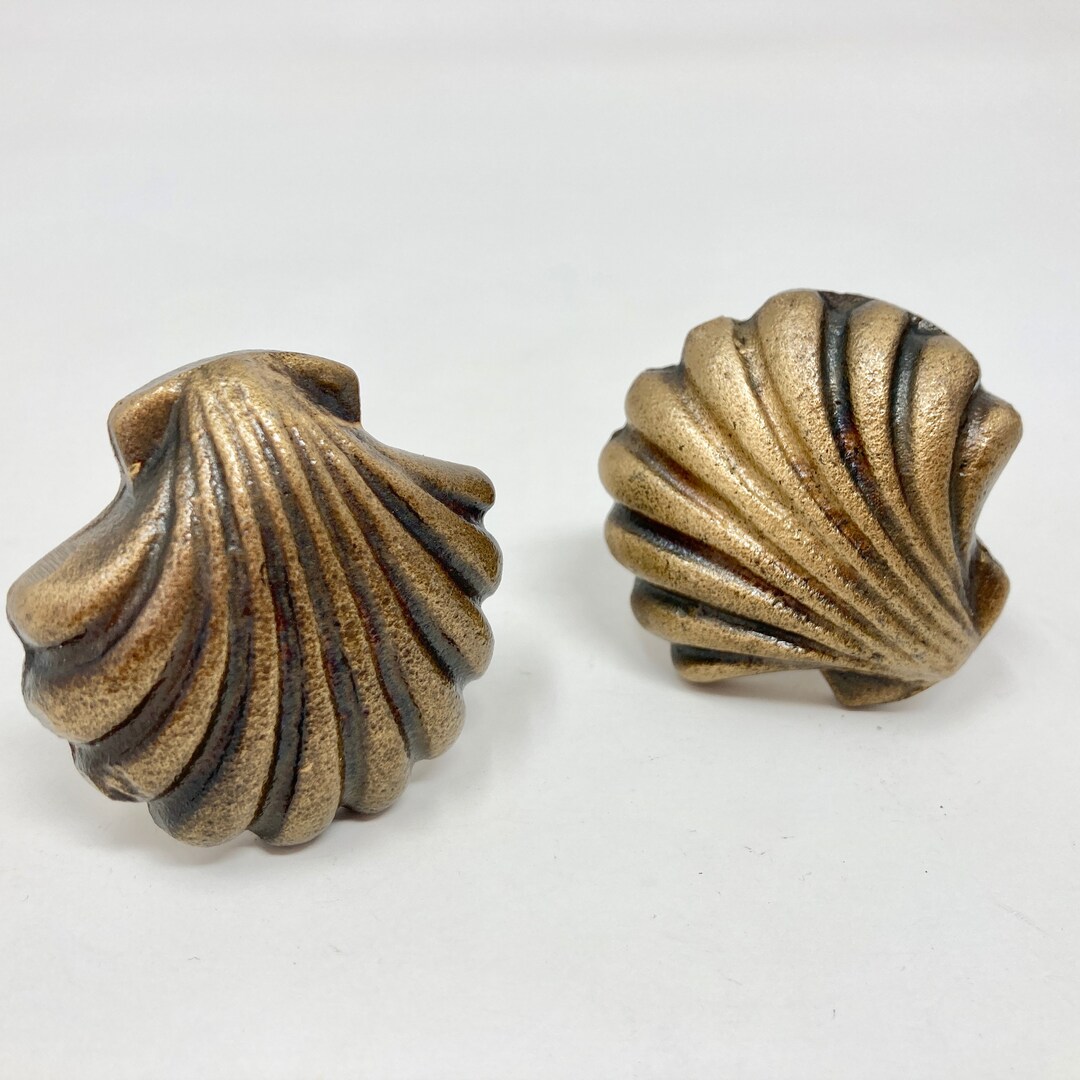 Art Deco Antique Brass Shell Clam Knob | Handle Kitchen Cupboard Home ...