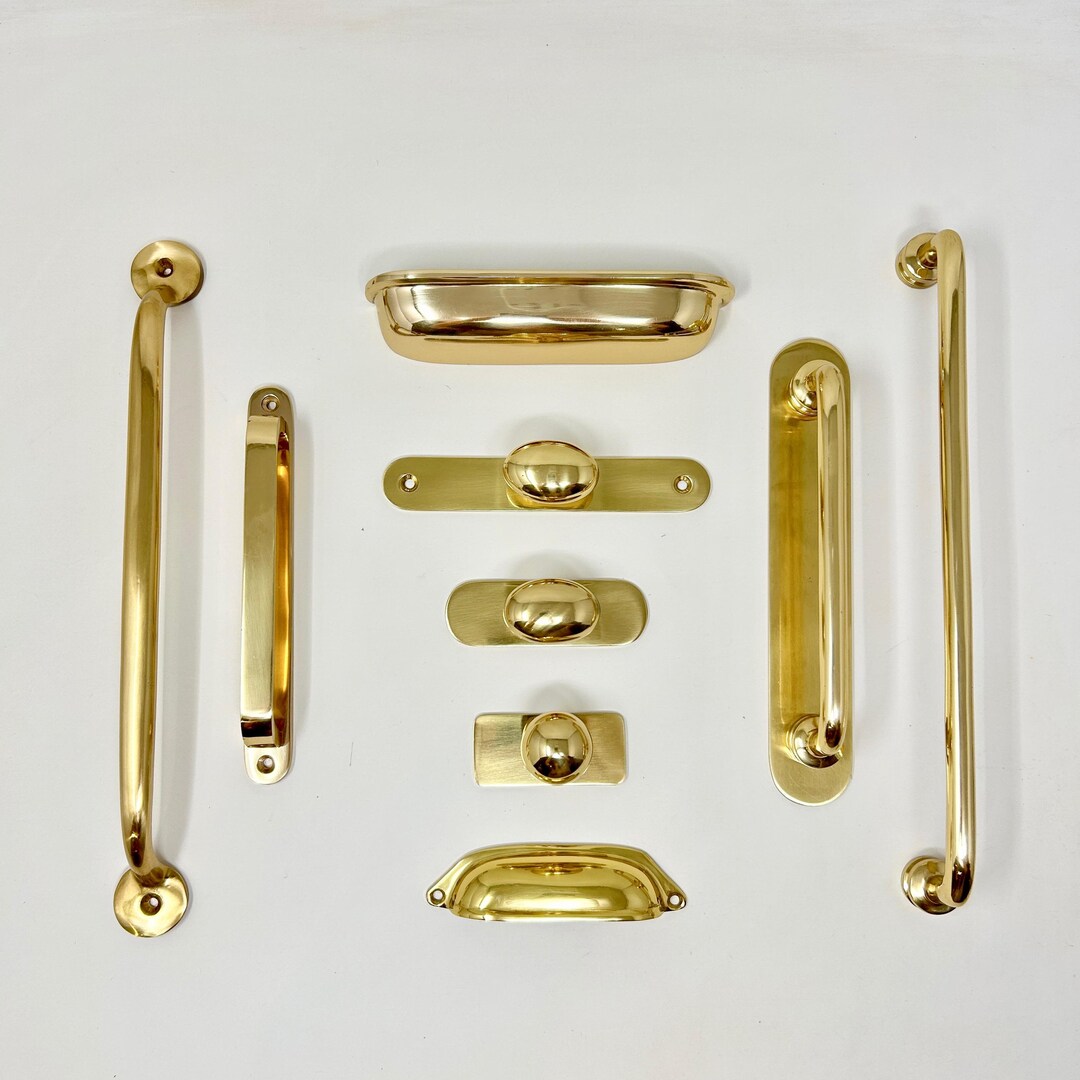 LACQUERED Solid Polished Brass Lacquered Cabinet Knobs and Handles ...
