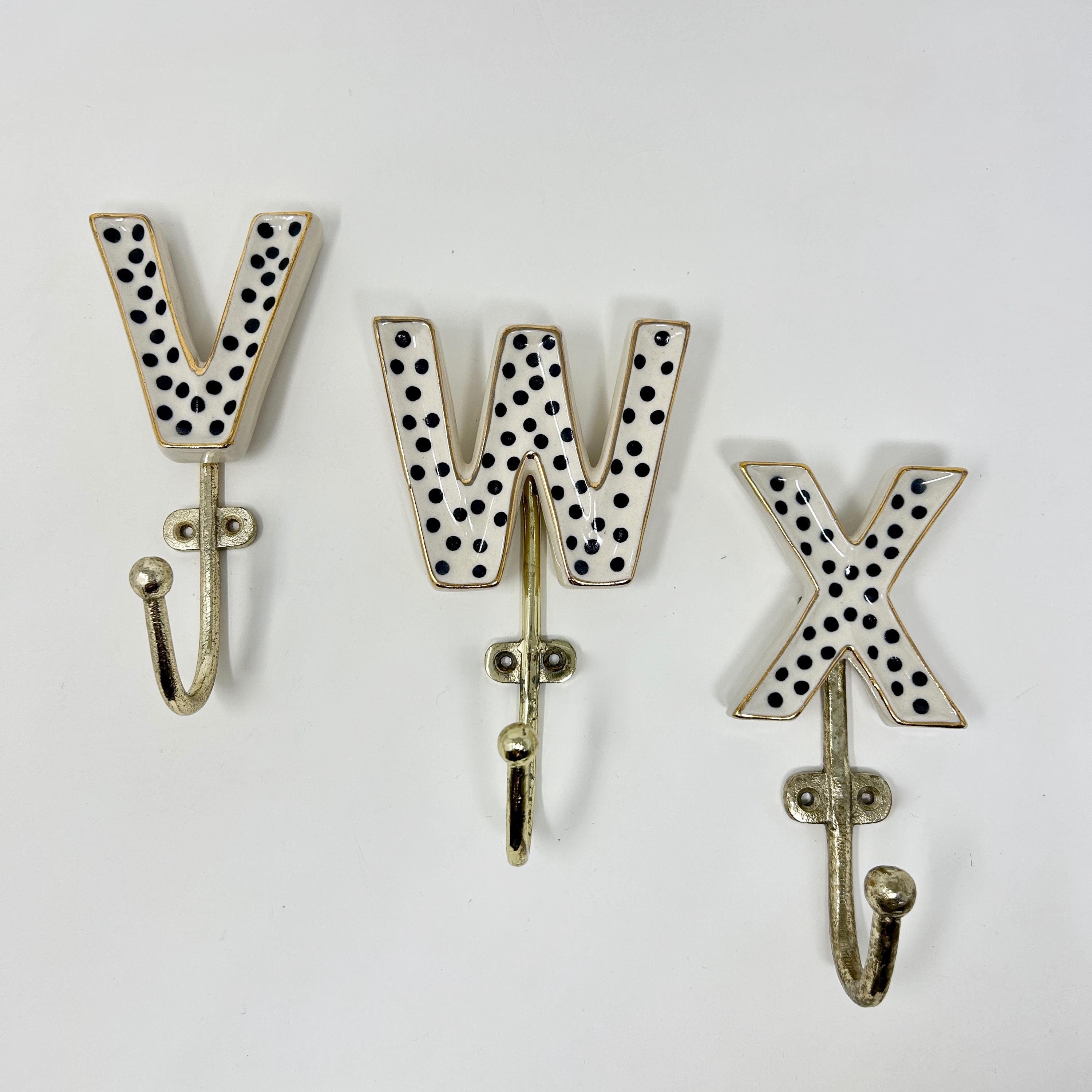 Alphabet** Ceramic Hooks | Black Spots | | Personalised | Gold Hook ...