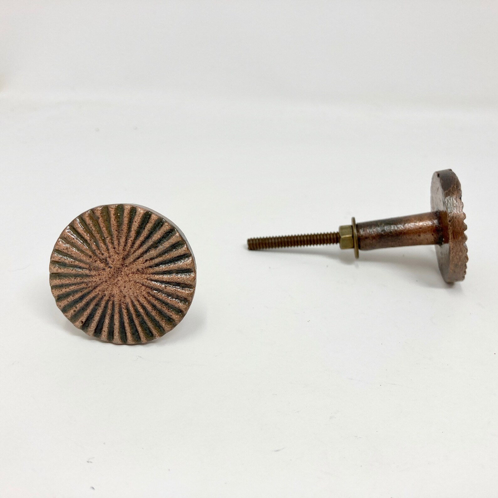 Antique Copper Vintage Art Deco Fan Iron Drawer Pull Rustic | Etsy