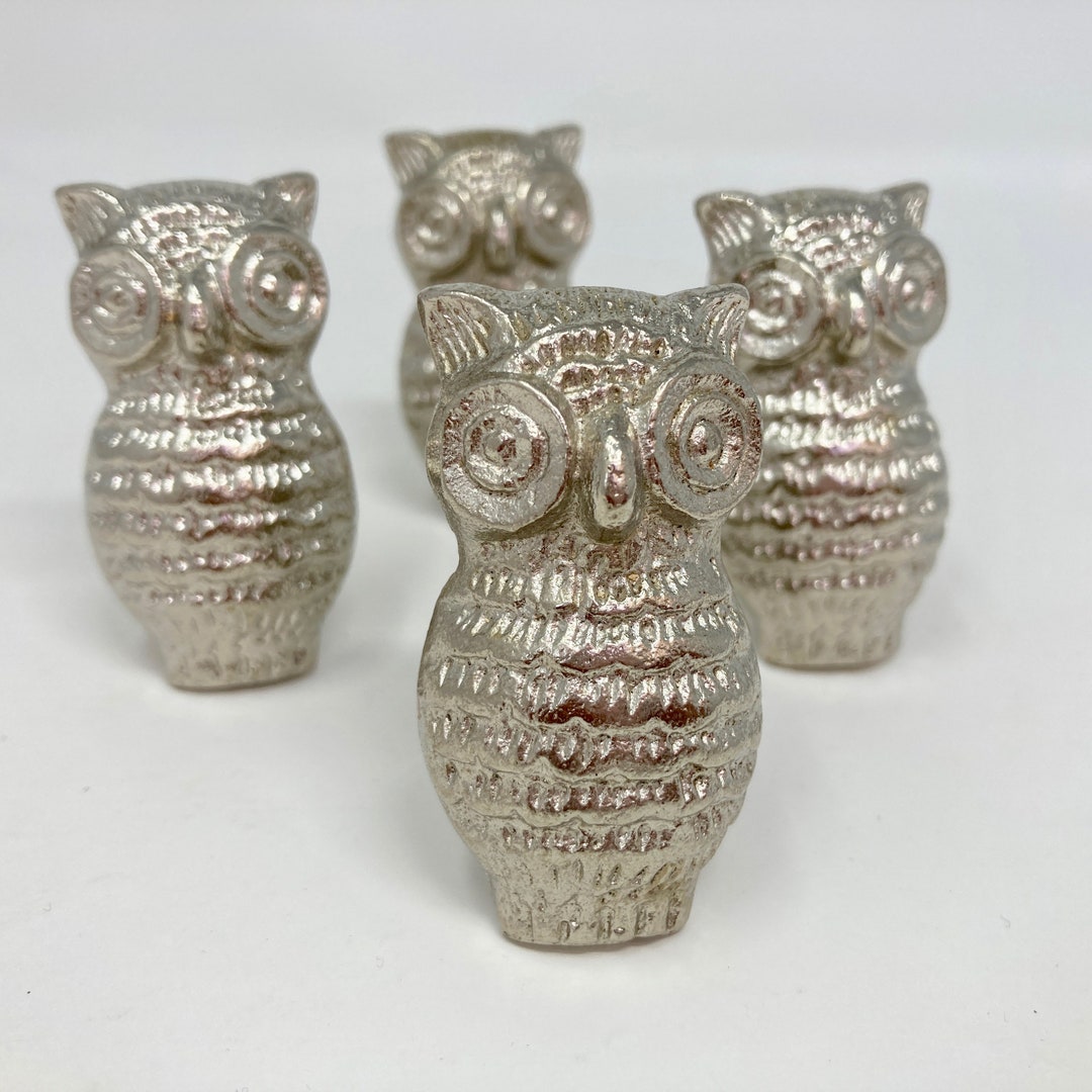 Silver Owl Drawer Door Pull Knob - Animal Handle Kitchen Cupboard Home ...