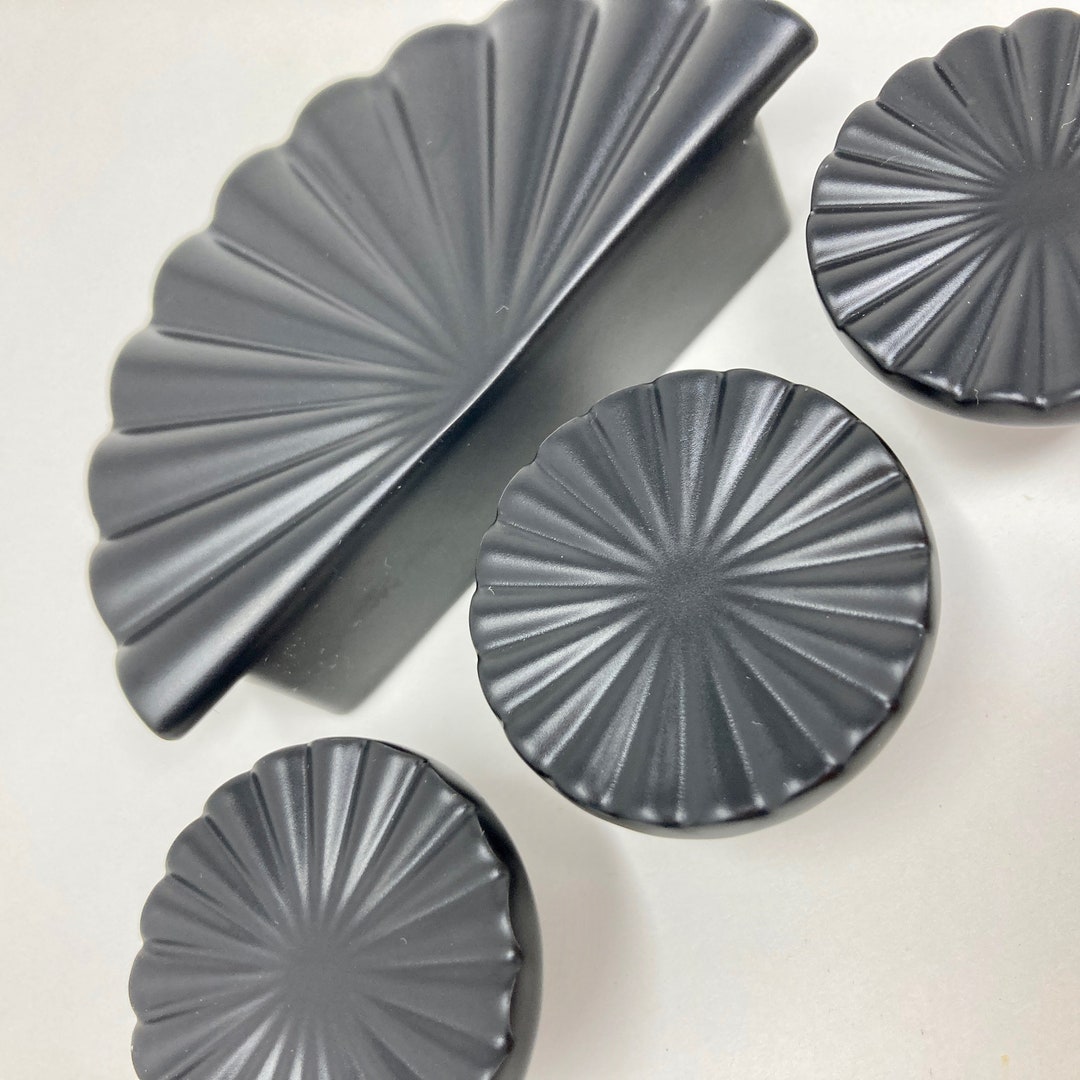 Black Art Deco Pull Knob | Cup Handle | Kitchen Replacement Knob ...