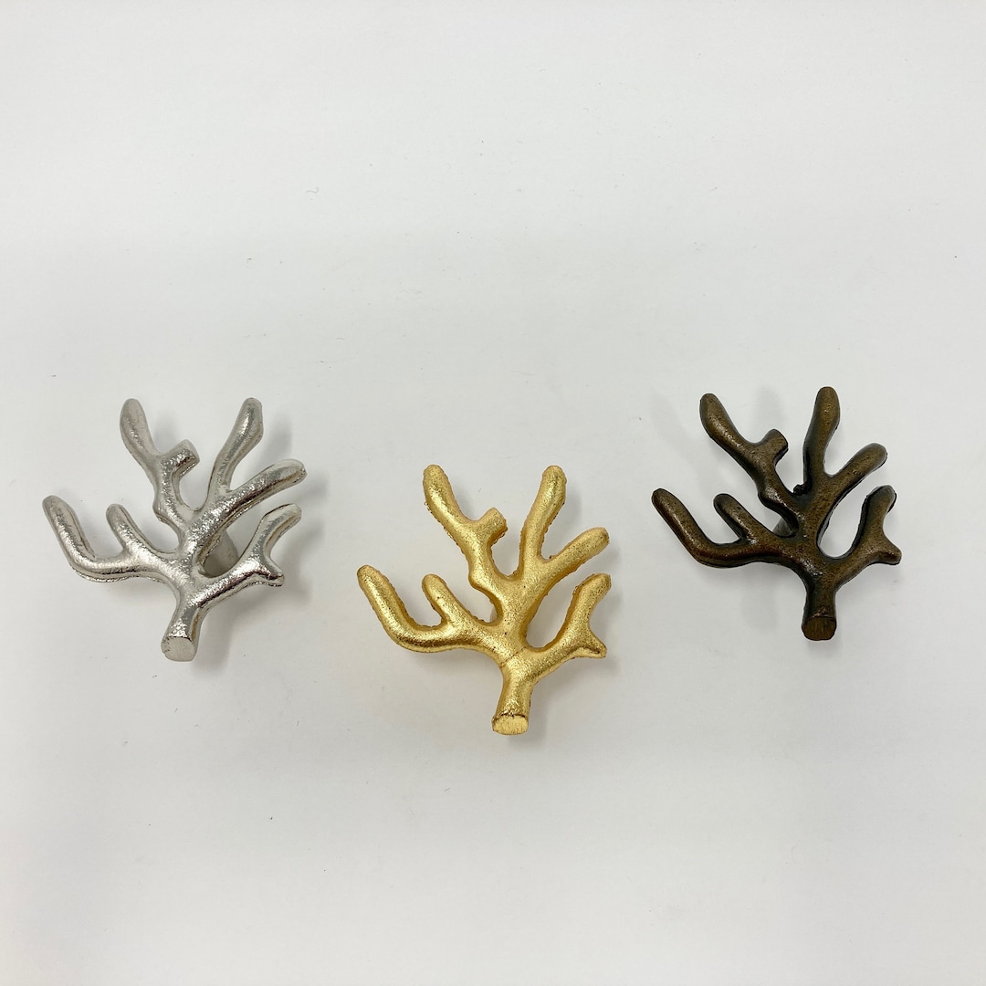 Coral Tree Metal Branch Knob Drawer Pull Gold, Silver, Antique Brass ...