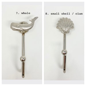 Silver Sea-life Marine Nautical Hooks - Tie-back - Towel Hook - Iron - Bathroom | Bedroom - Etsy