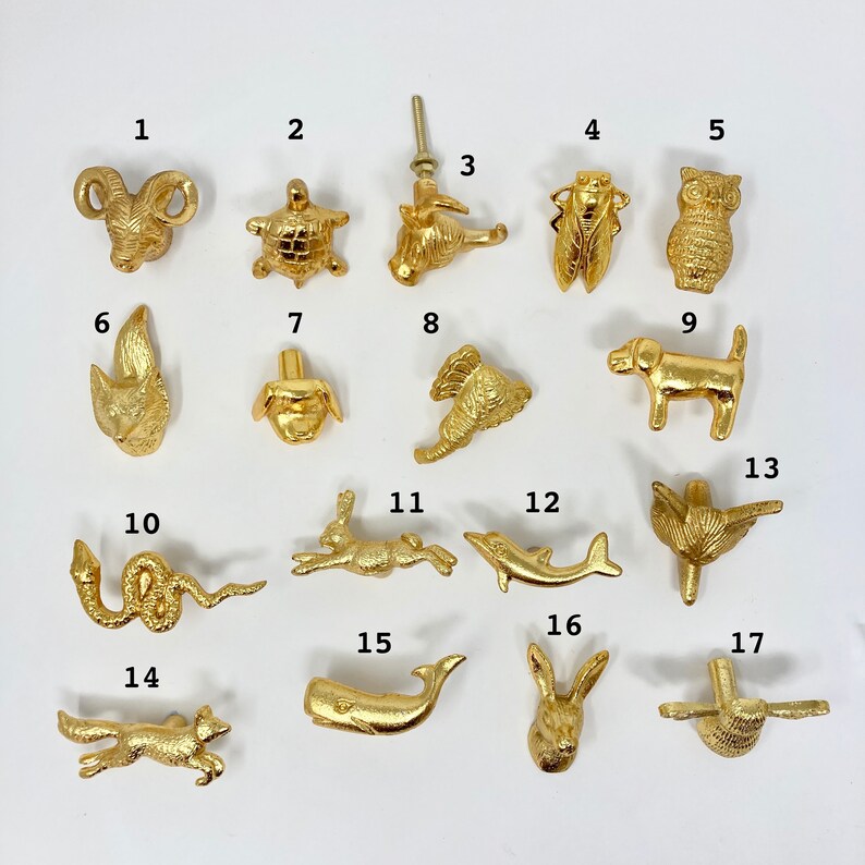 Bright Gold Animal Drawer Knobs Dresser Cabinet Chest of - Etsy