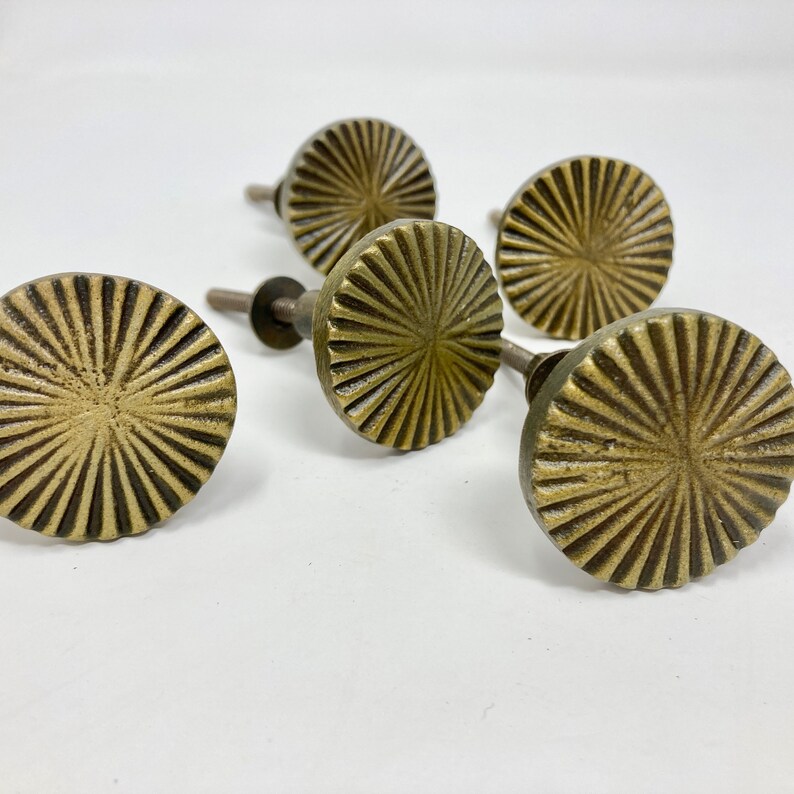 Antique Brass Vintage Art Deco Fan Iron Drawer Pull Rustic - Etsy