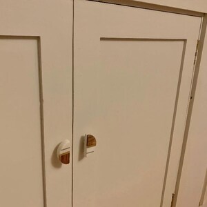 Half Moon Marble & Wood Knob With Brass Strips | Artistic Cabinet Knob ...