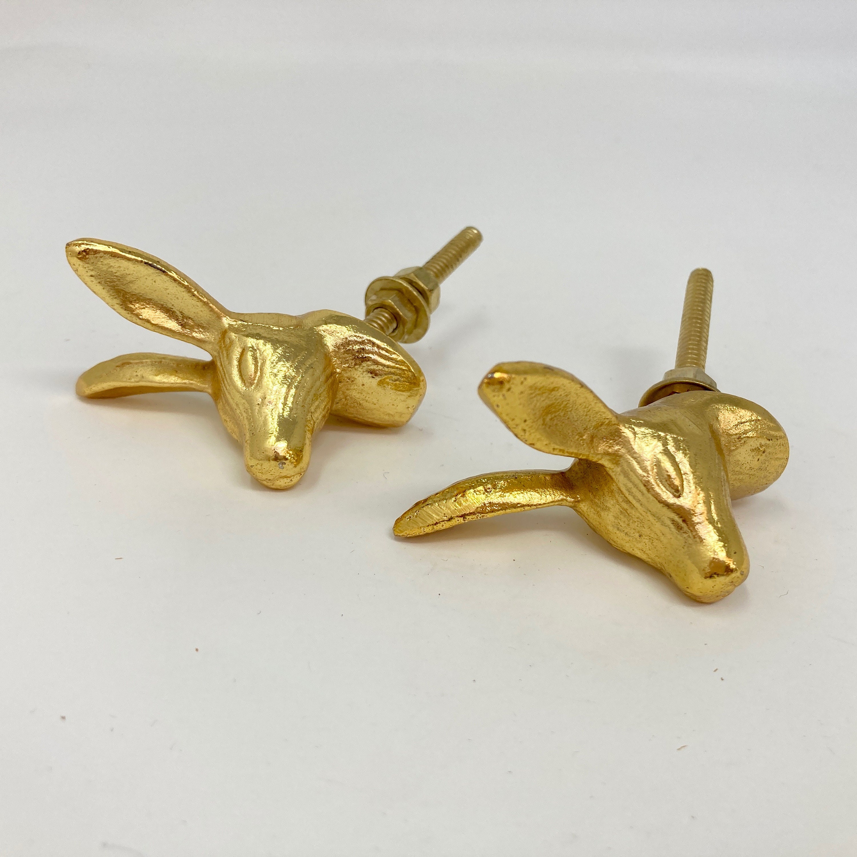 Hare Rabbit Knob in Gold Silver & Antique Bronze Drawer Pull - Etsy UK