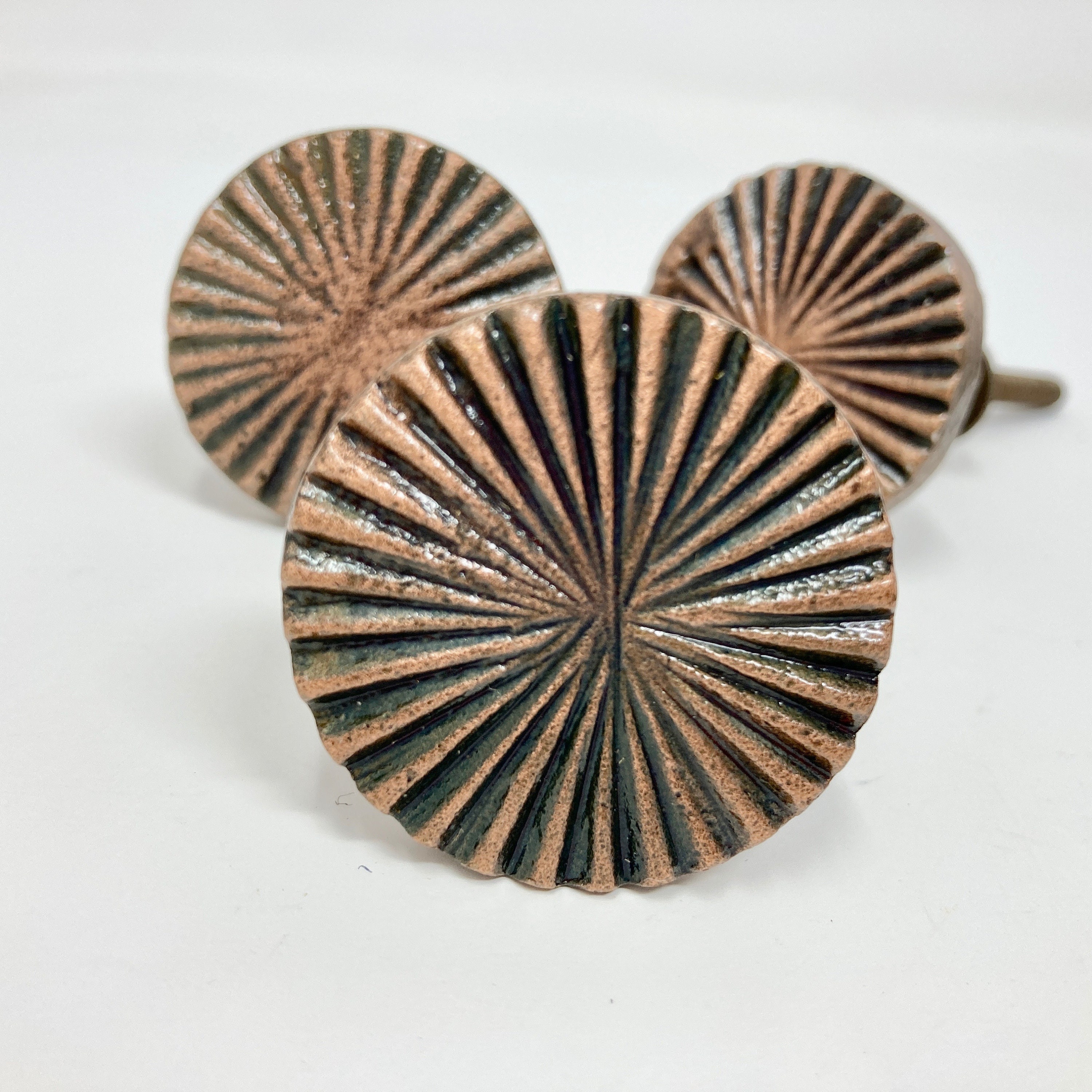Antique Copper Vintage Art Deco Fan Iron Drawer Pull Rustic | Etsy