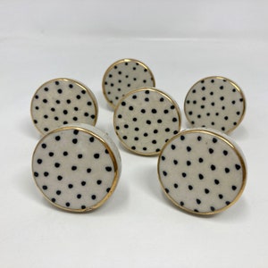 Hand Painted Handmade Ceramic Knobs (design 2) Gold Black & White, Drawer Knobs Cabinet Knobs ...