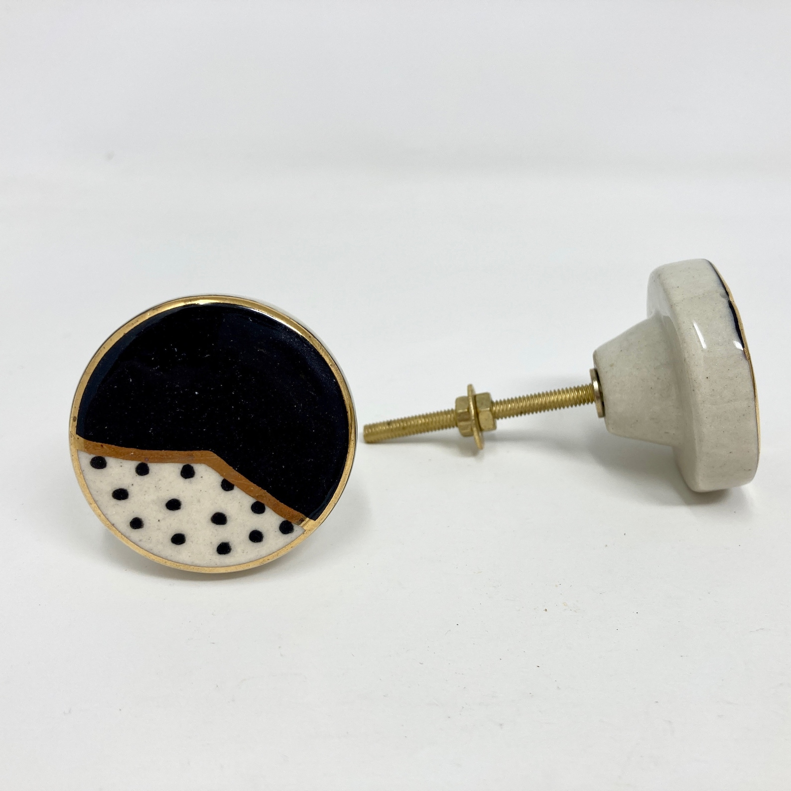 Hand Painted Handmade Ceramic Knobs design 1 Gold Black & - Etsy