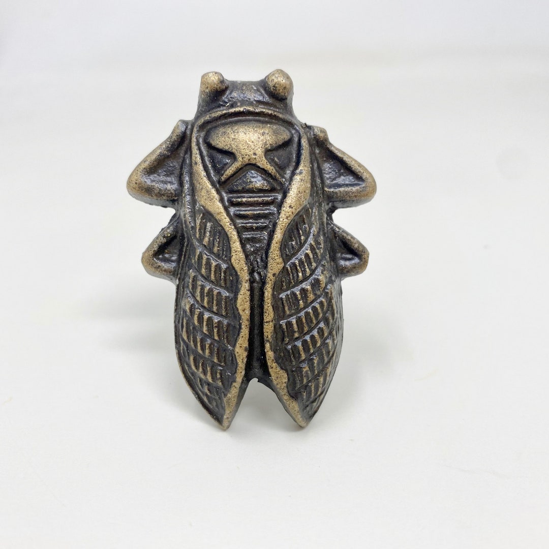 GIANT Antique Bronze Bug Insect Drawer Knob Metal Cicada Cabinet Knobs ...