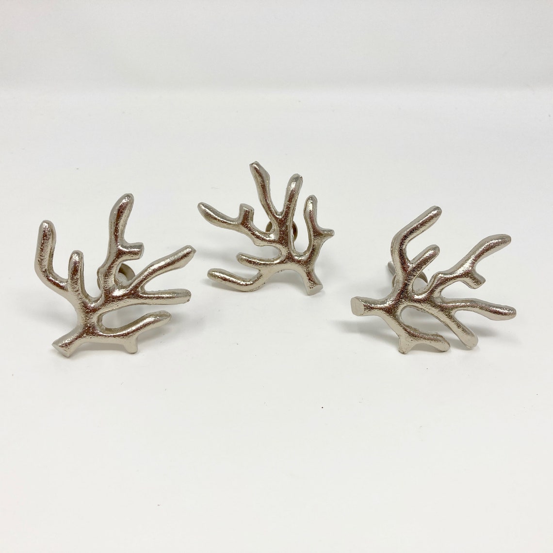 Silver Coral Tree Metal Branch Knob Drawer Pull - Cabinet Dresser ...
