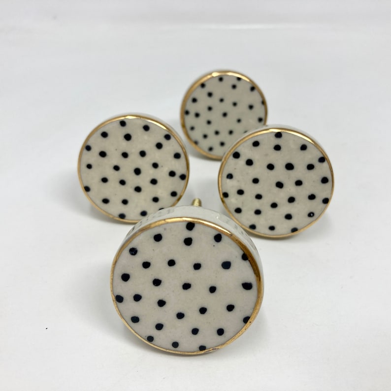 Hand Painted Handmade Ceramic Knobs design 2 Gold Black & - Etsy