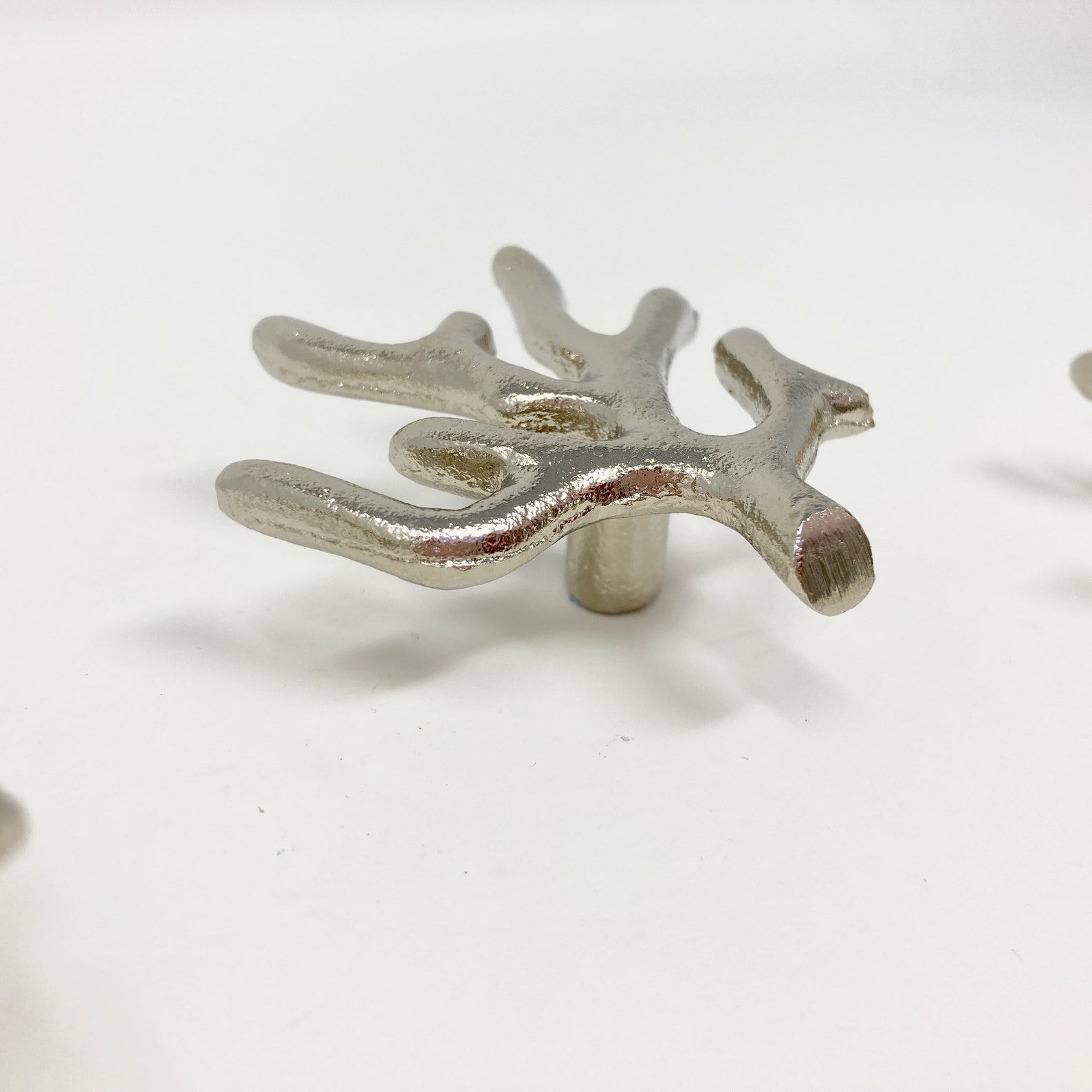Silver Coral Tree Metal Branch Knob Drawer Pull - Cabinet Dresser ...