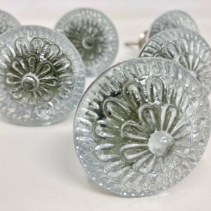 Vintage Victorian Style Clear Flower Round Glass Knob - Home Decor Drawer Pull Bedroom Cabinet ...