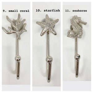 Silver Sea-life Marine Nautical Hooks - Tie-back - Towel Hook - Iron - Bathroom | Bedroom - Etsy