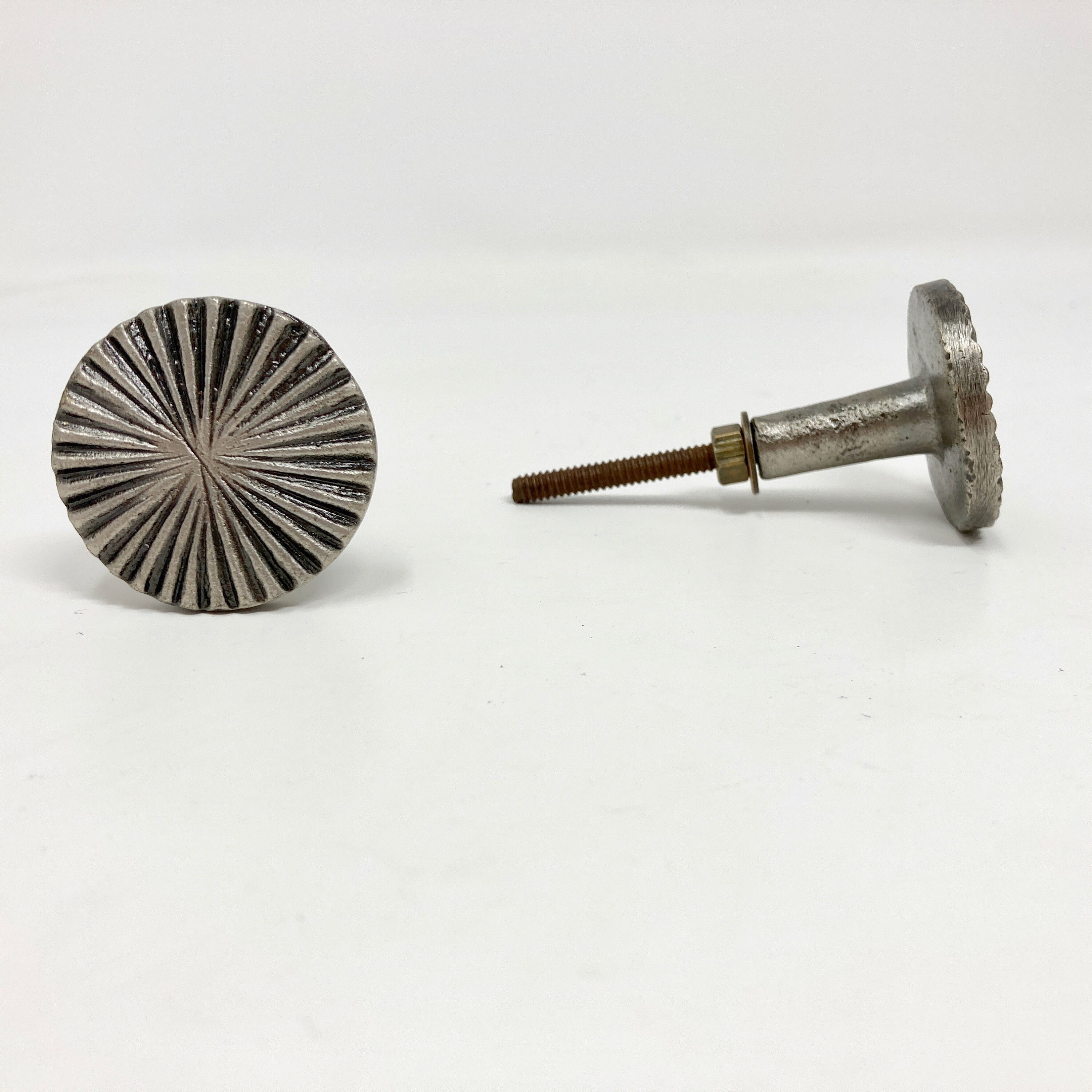 Antique Pewter Vintage Art Deco Fan Iron Drawer Pull | 2 Sizes | Large & Small | Rustic Cabinet ...