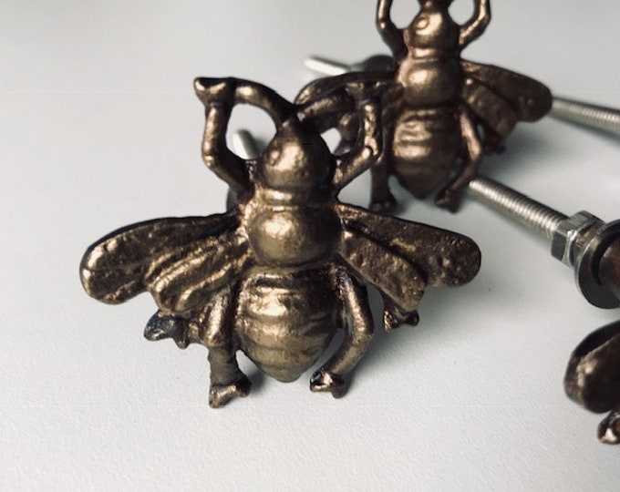 Set of Insect Metal Cabinet Drawer Knob Antique Bee Bug Cicada Cupboard ...