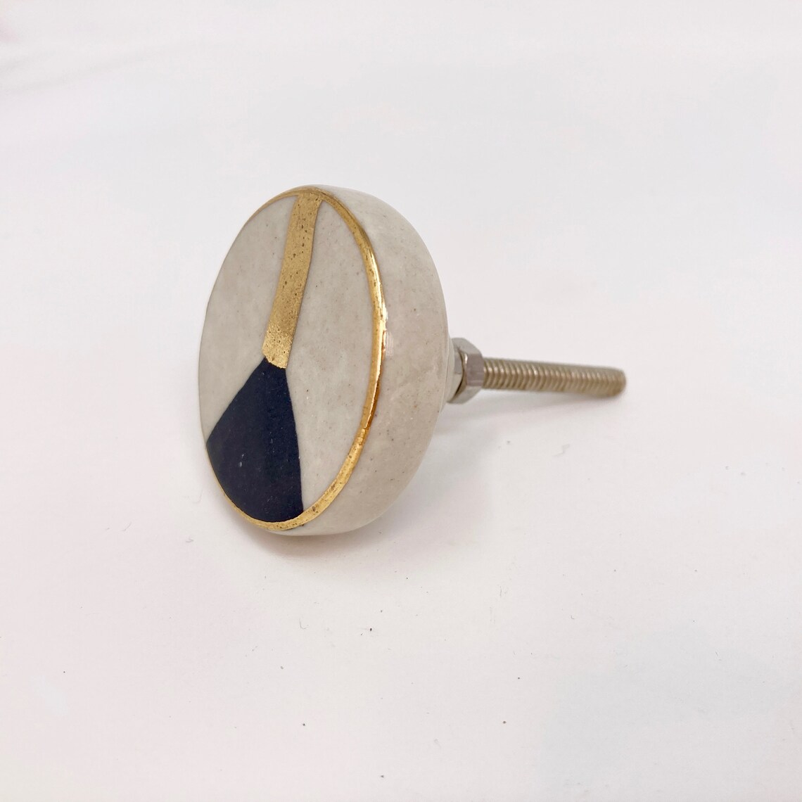 Hand Painted Handmade Ceramic Knobs in Gold Black & White - Etsy