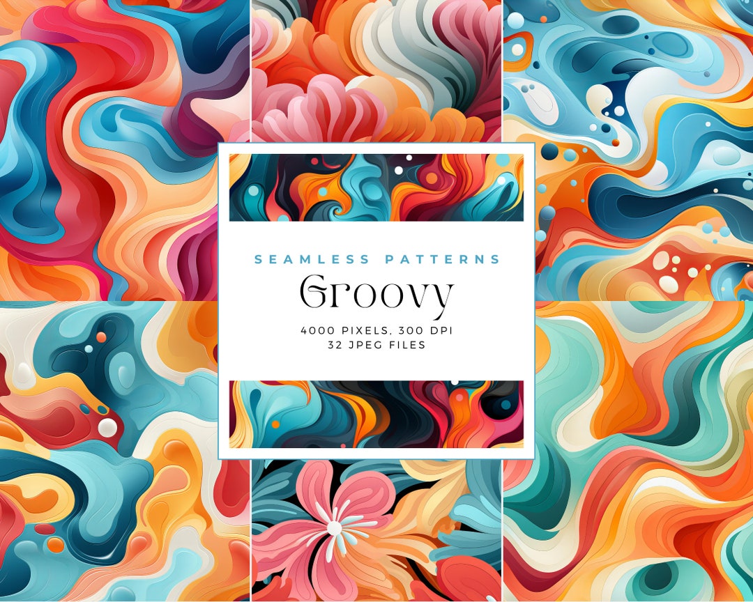 Groovy Flower Seamless Pattern, Groovy Flower Digital Paper ...