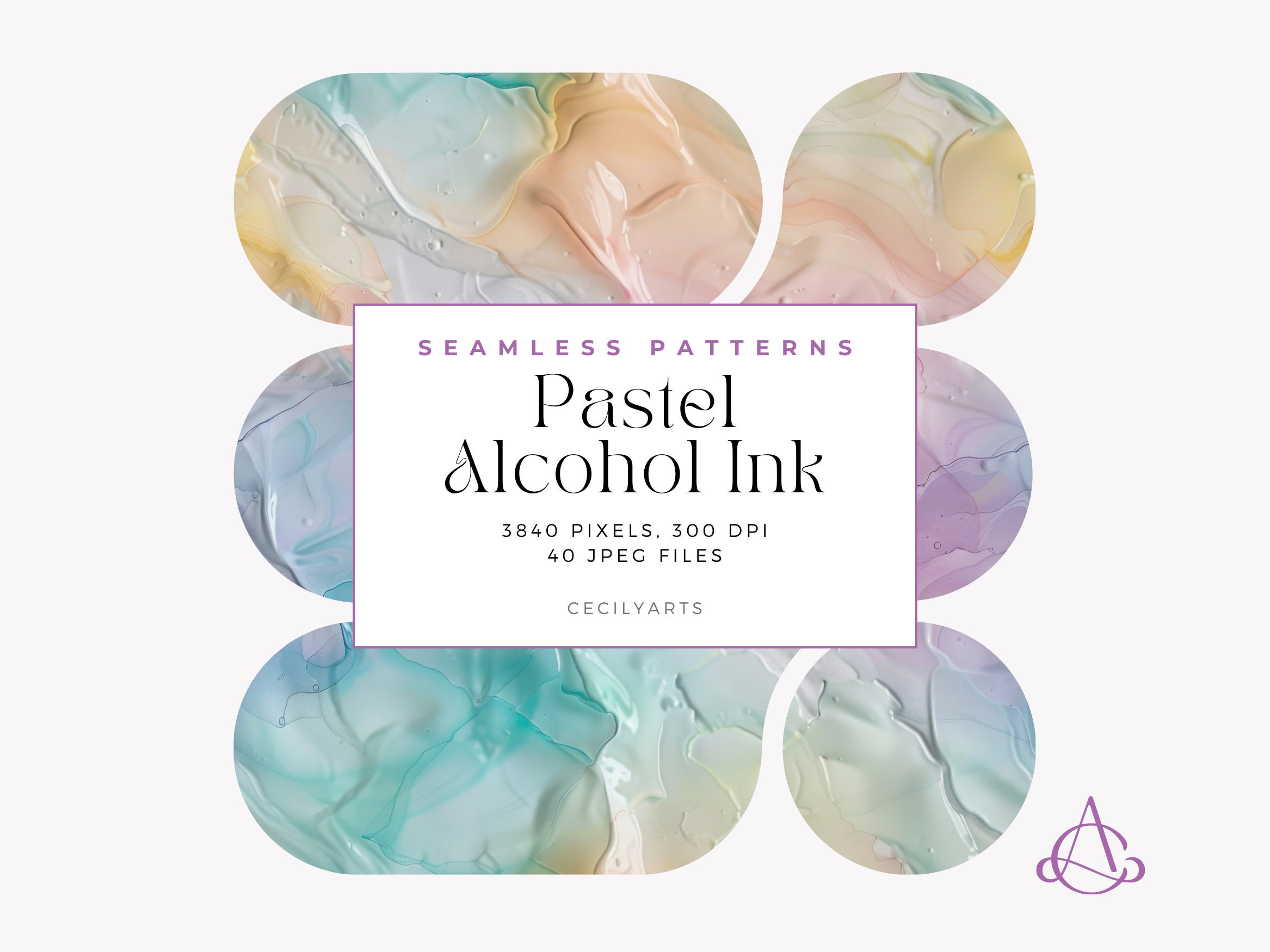 Pastel Alcohol Ink Seamless Patterns: Marble Background (digital Paper ...