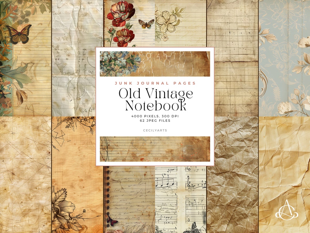 Old Vintage Notebook With Line Journal Pages, Digital Download JPG ...