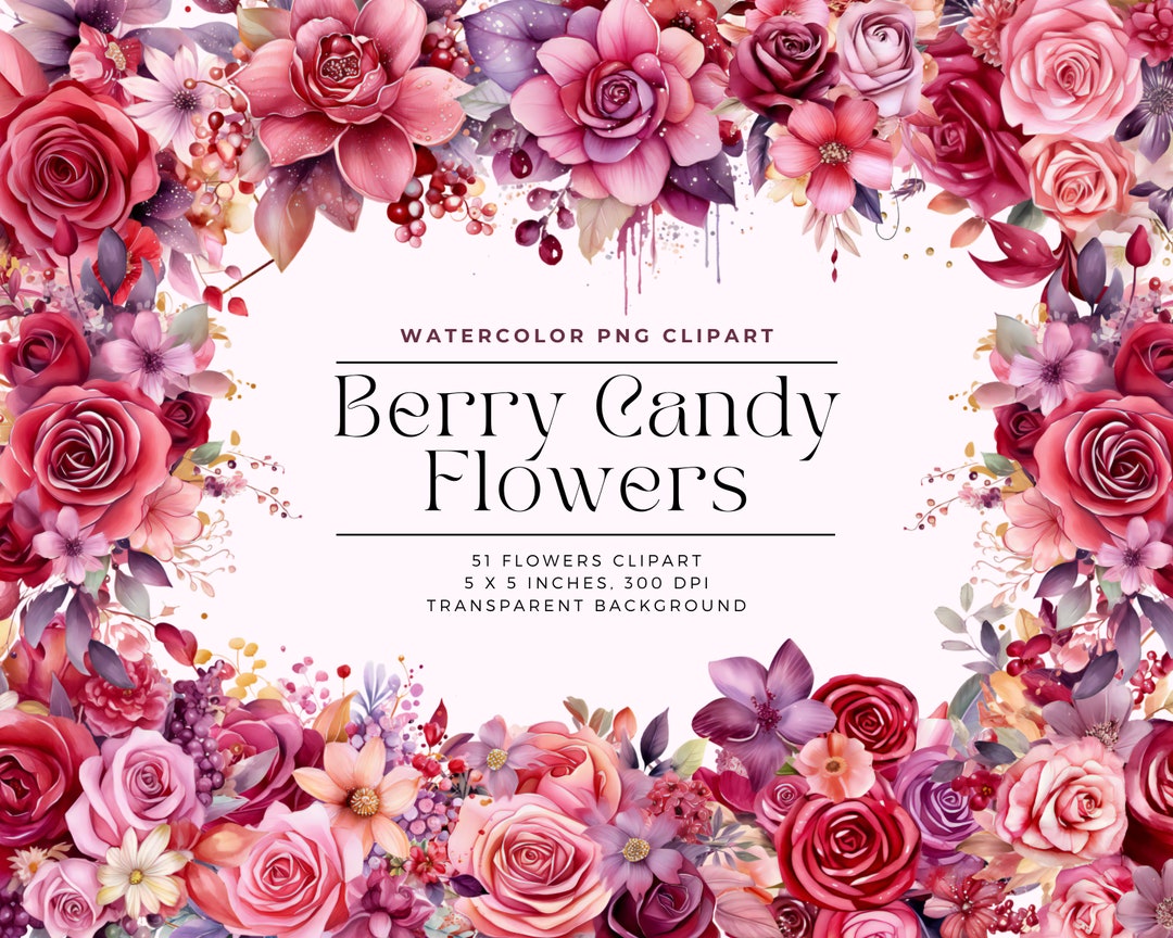 Berry Candy Colored Flowers, Watercolor Flowers, Summer Berry Colors ...